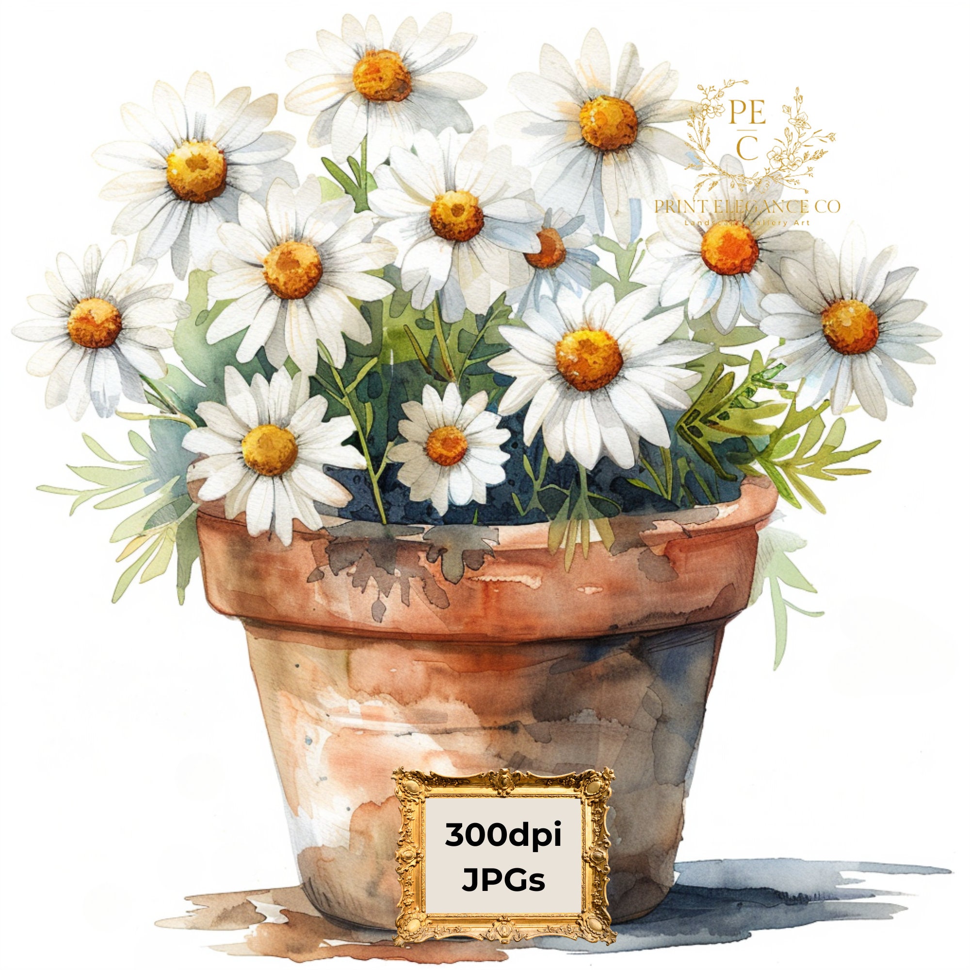 Flowers in Clay Pots Clipart Bundle, 13 High-quality JPG, Craft Art ...