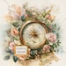 Shabby Chic Floral Compass With Map Clipart Bundle- 10 High Quality ...