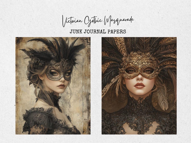 Gothic Masquerade Junk Journal Kit, Victorian, Halloween, Mask, Ball ...