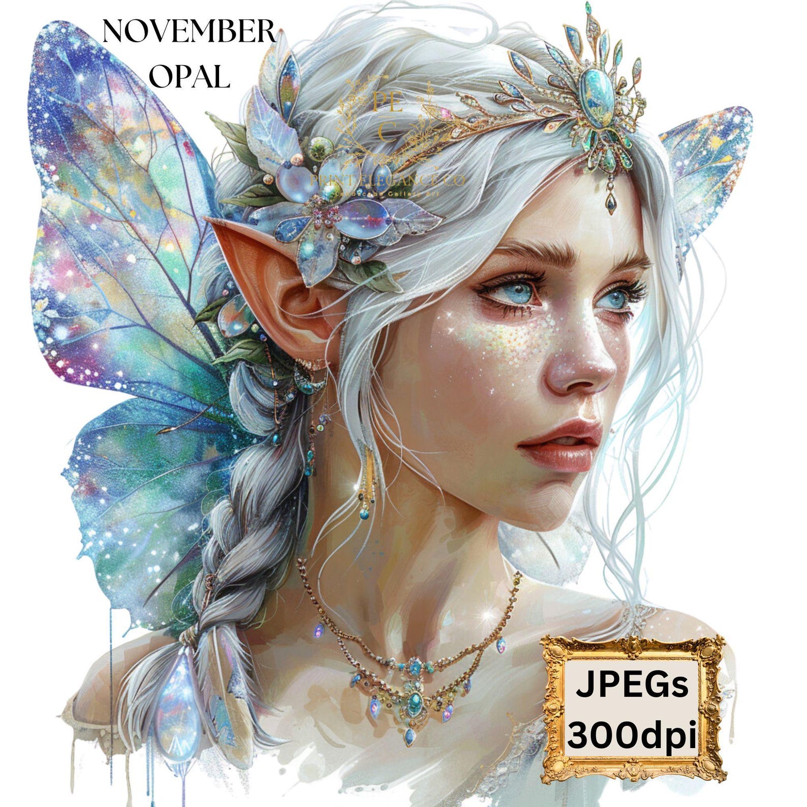 Gemstone Fairies Clipart Bundle | 10 JPEG | Fairy Art Print Crystal ...