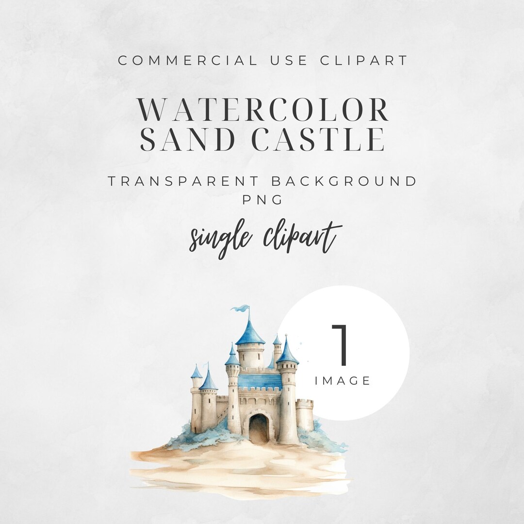 Single Watercolor Sandcastle Image Clipart Beach Digital Art for ...