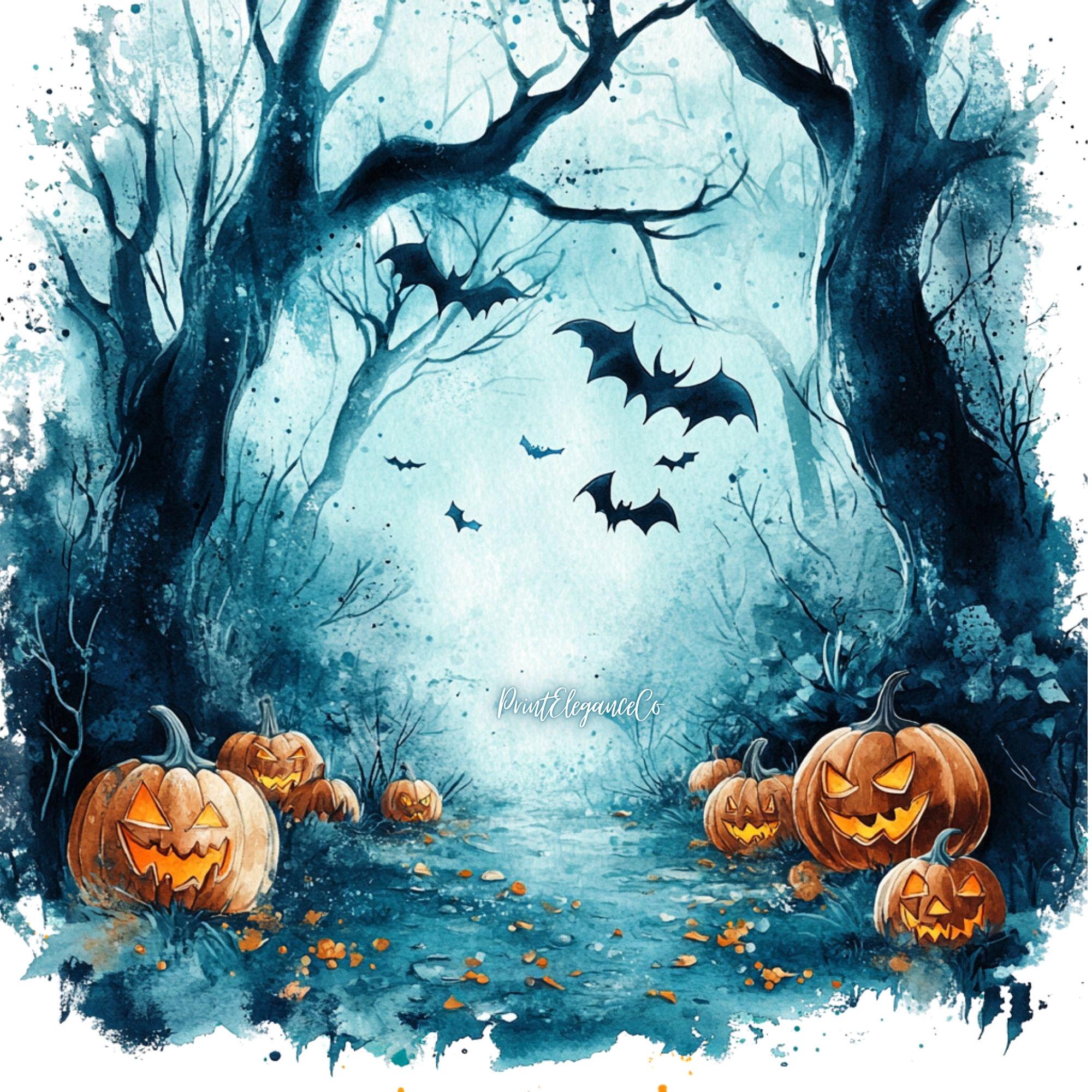 11 PNG Watercolor Halloween Forest Clipart, Halloween Woodland ...