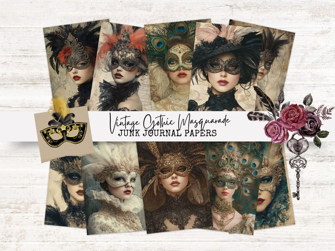 Gothic Masquerade Junk Journal Kit, Victorian, Halloween, Mask, Ball ...