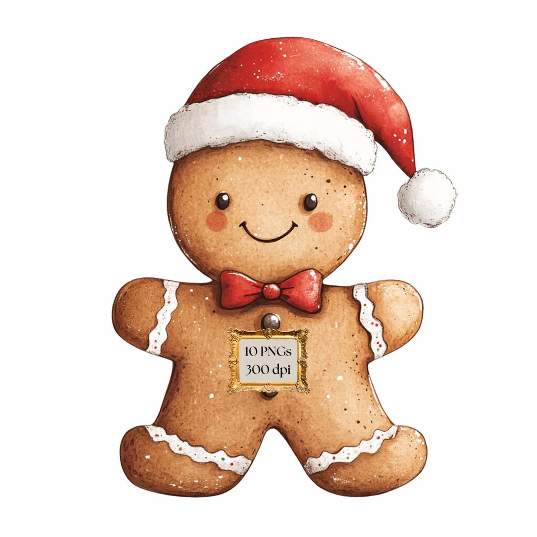 Watercolor Gingerbread Clipart, Cute Christmas Decor Clipart ...