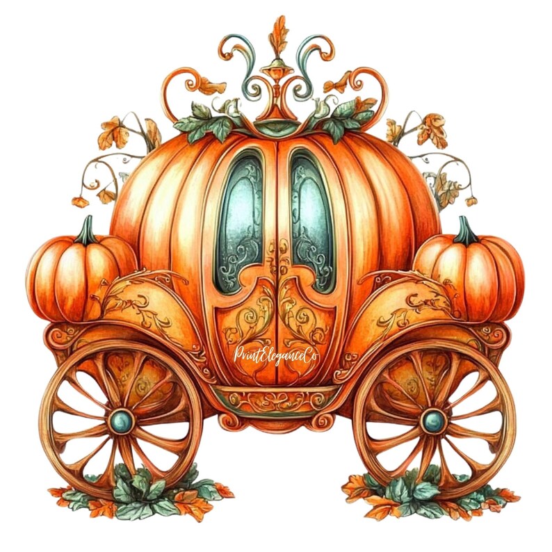 Pumpkin Carriage Clipart, Commercial Use, Pumpkins Clipart, Fairytale ...