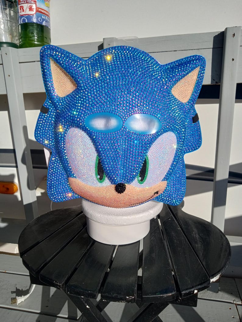 Rhinestoned Sonic the Hedgehog Mask - Etsy