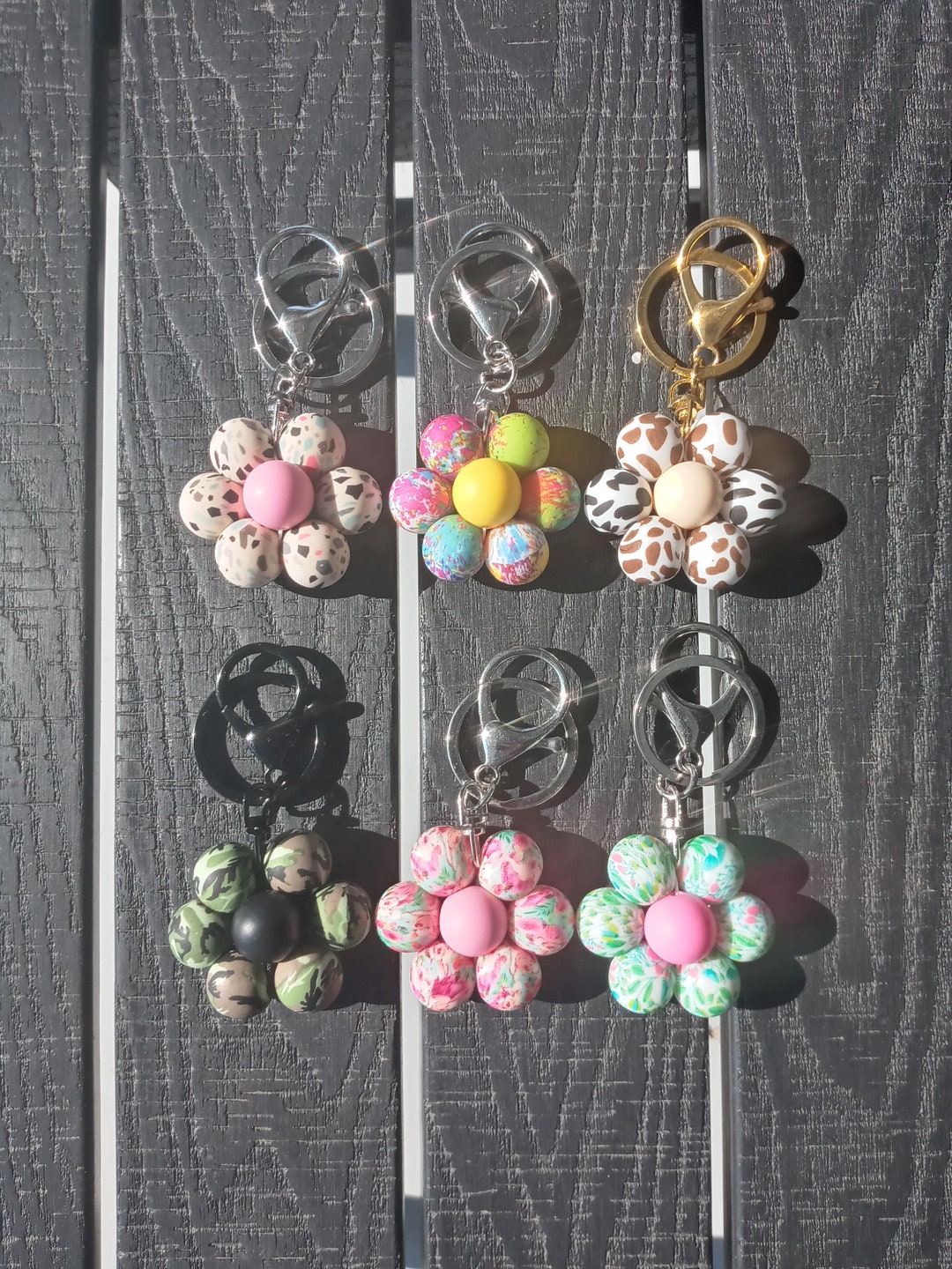 Flower Beaded Keychains - Etsy