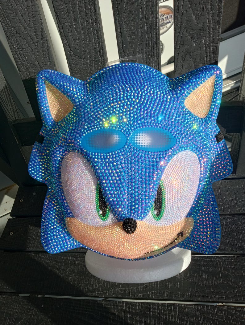 Rhinestoned Sonic the Hedgehog Mask - Etsy