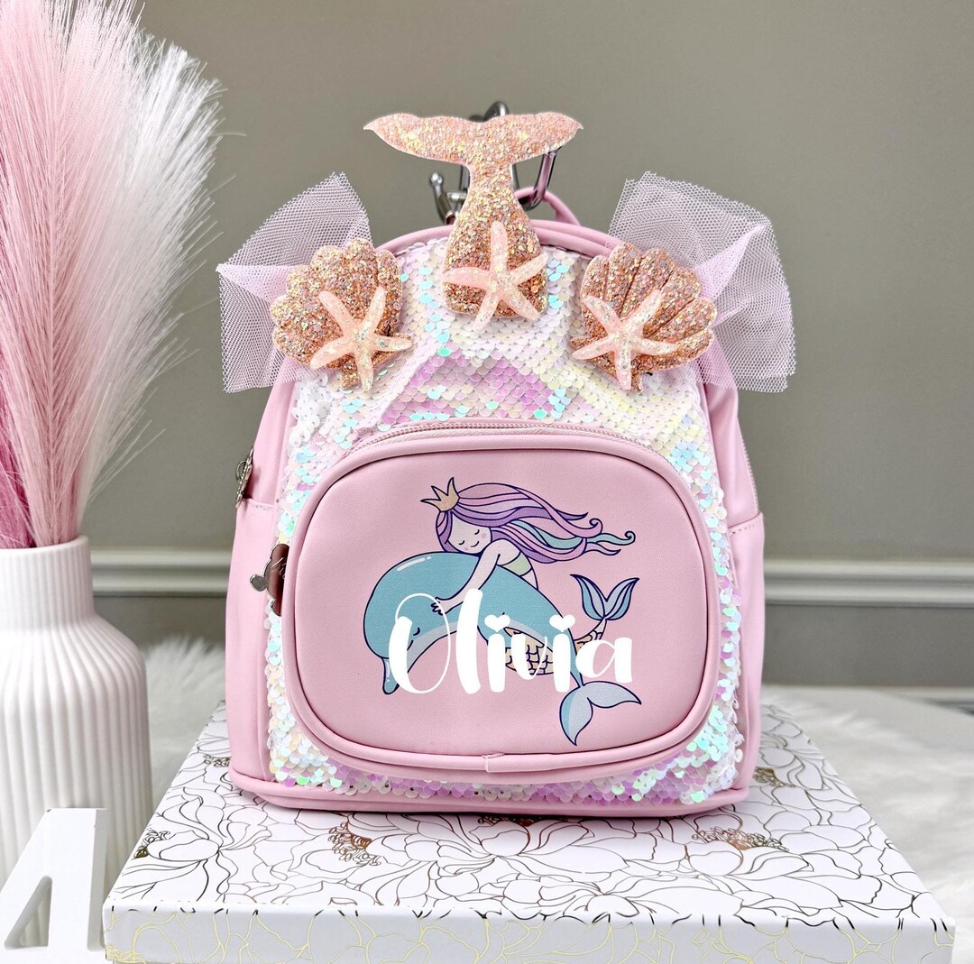 Personalized Little Mermaid Backpack Sequin Glitter Backpack Girls ...