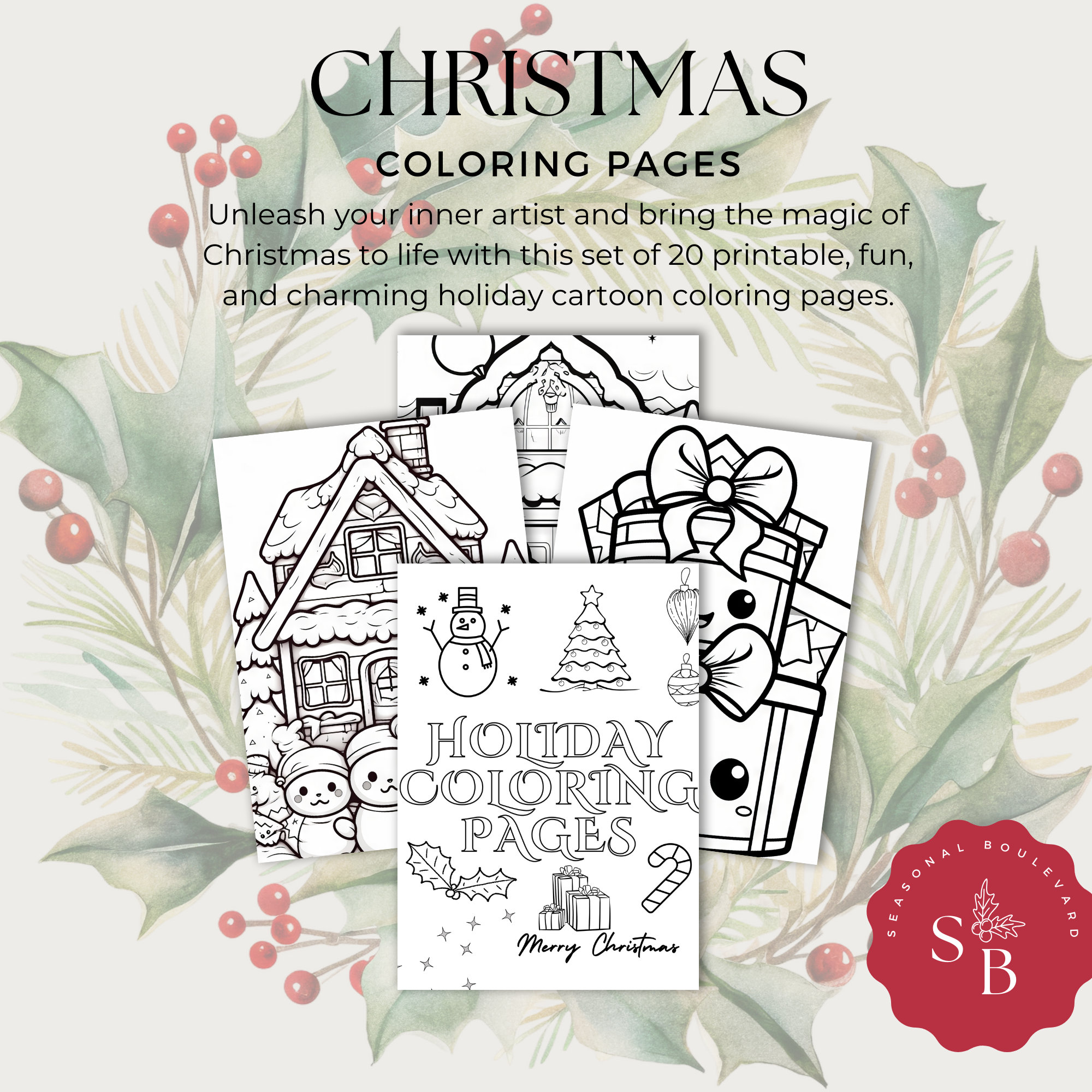 Printable Christmas Coloring Pages | Festive Holiday Art | DIY Xmas ...