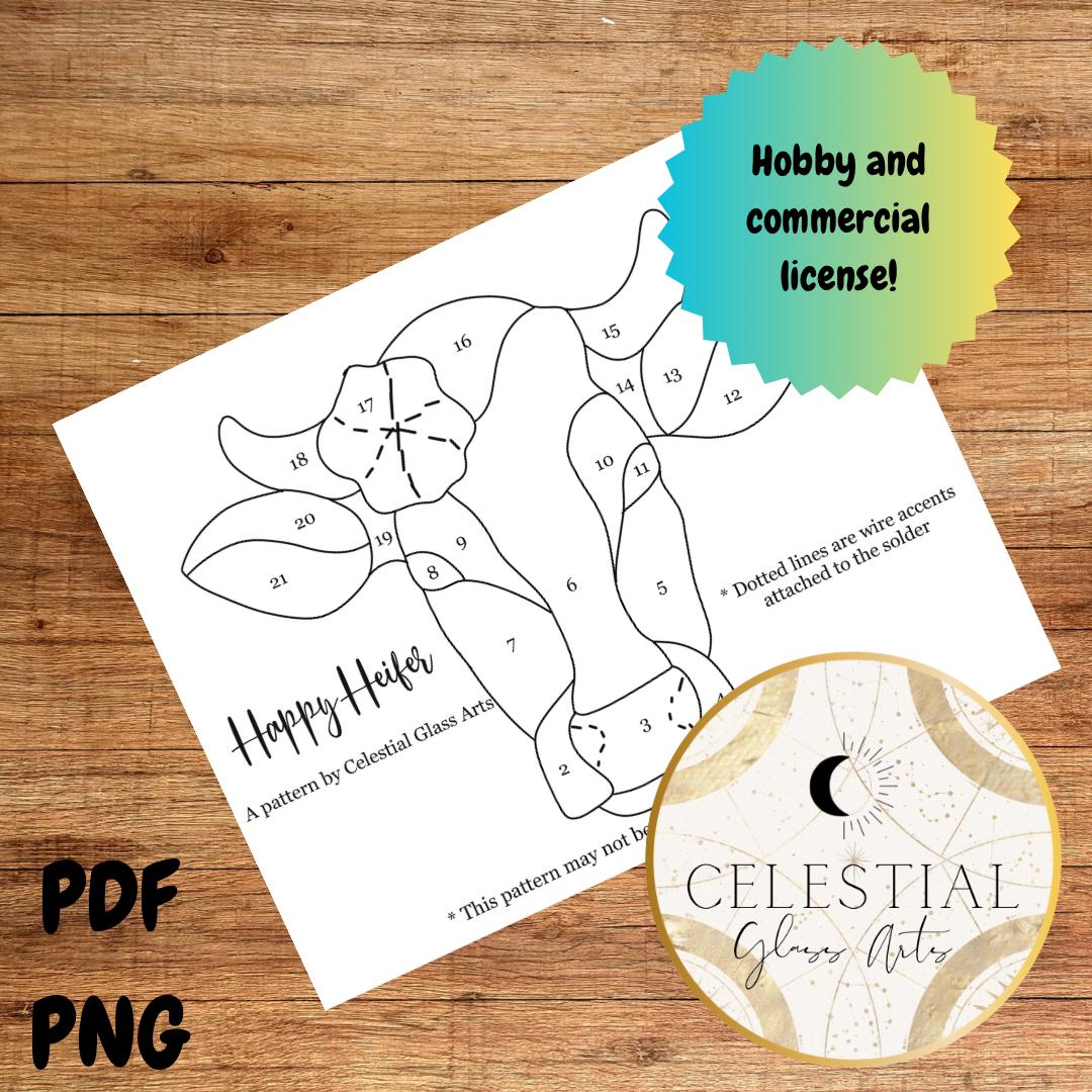 Happy Heifer Stained Glass Pattern | Digital Download | Cow Pattern ...