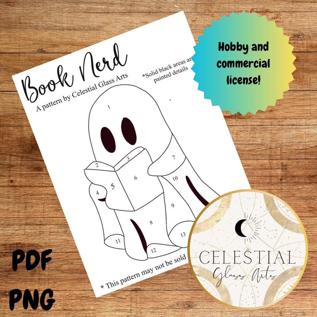Book Nerd Stained Glass Pattern | Digital Download | Ghost Pattern ...