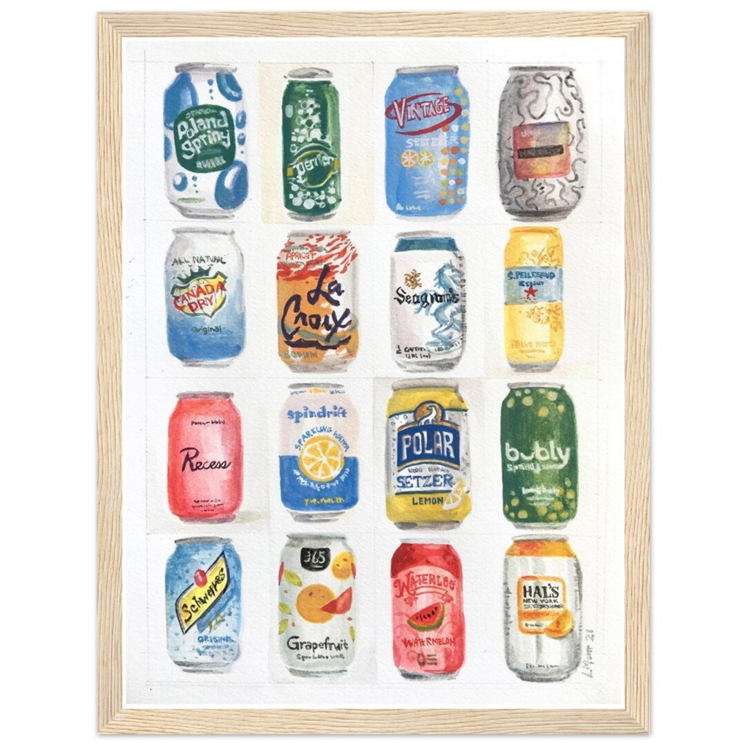 Seltzer Water Cans Logo Art Painting Poster Wood Frame - Etsy