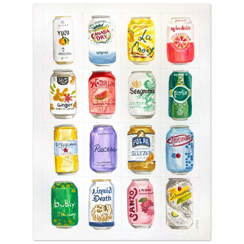 Seltzer Sparkling Water Cans 02 - Logo Art Painting Wall Poster - Etsy