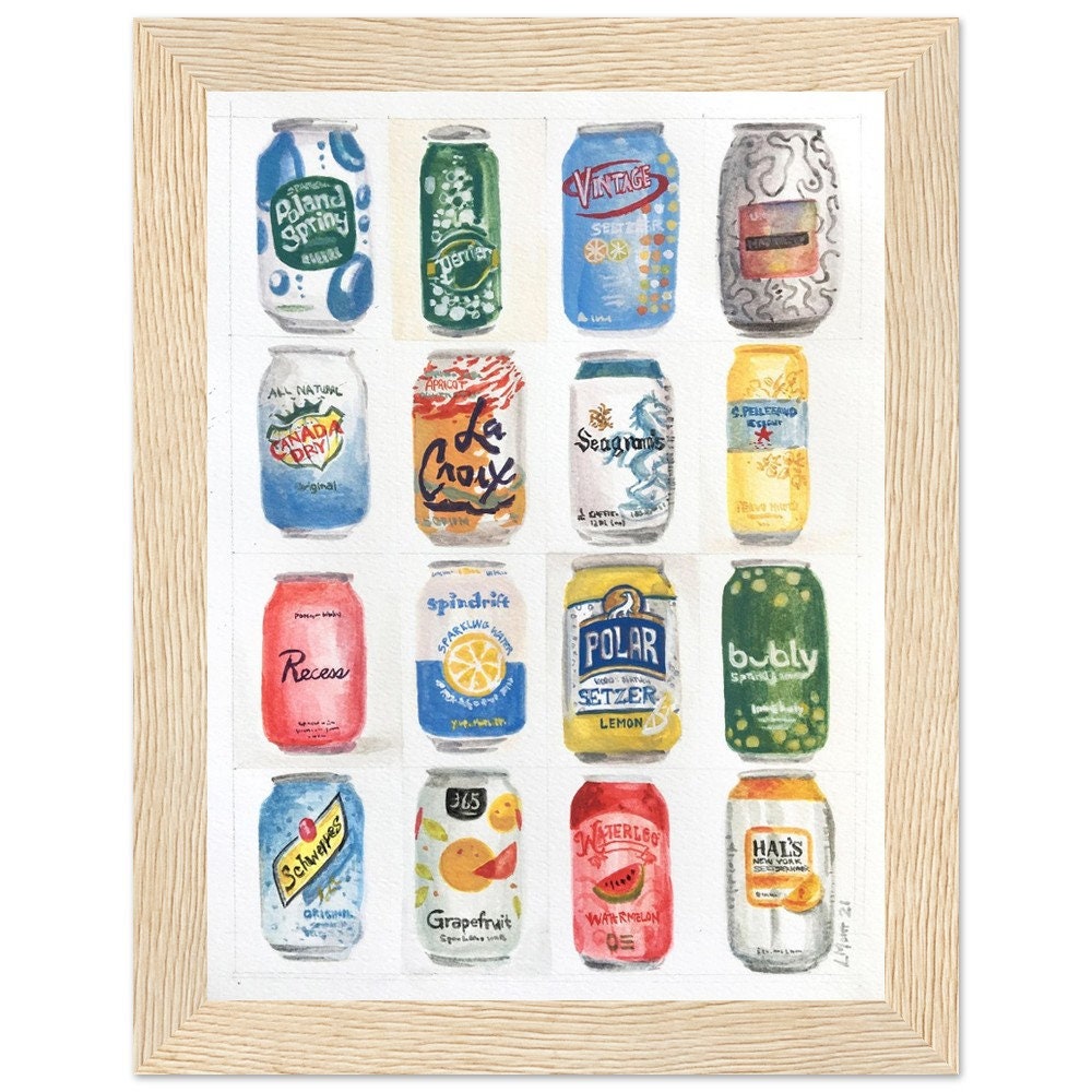 Seltzer Water Cans Logo Art Painting Poster Wood Frame - Etsy