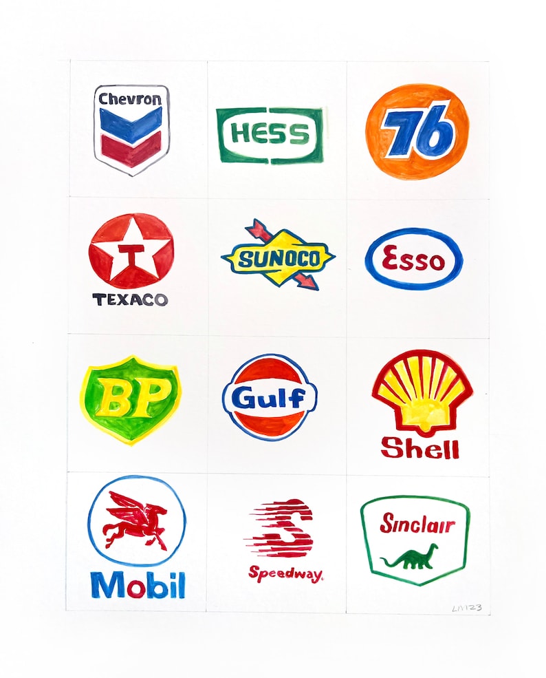 Gas Station Road Trip Americana Graphic Design Logos Sketch Poster Art ...