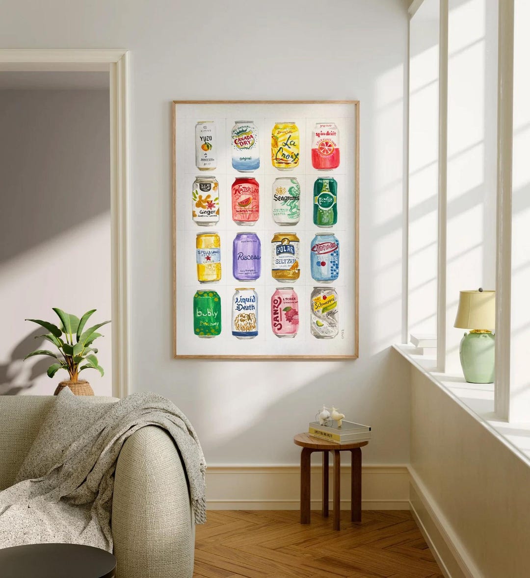 Seltzer Water (framed) Sparkling Cans 02 - Logo Art Painting Wall ...