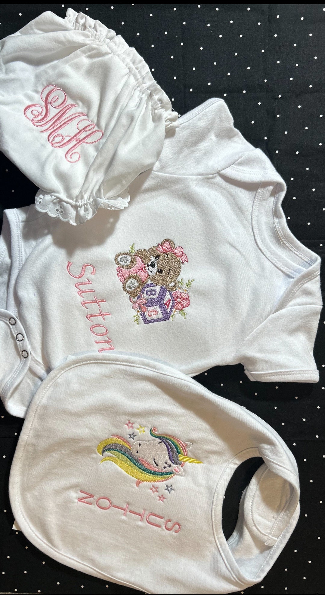 Baby Girl 3-piece Set to Include Onesie, Burp Cloth, and Bib. - Etsy