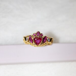 Princess Crown Ring, Pink Heart Crown Ring, Fairy Tale Jewelry, Best ...