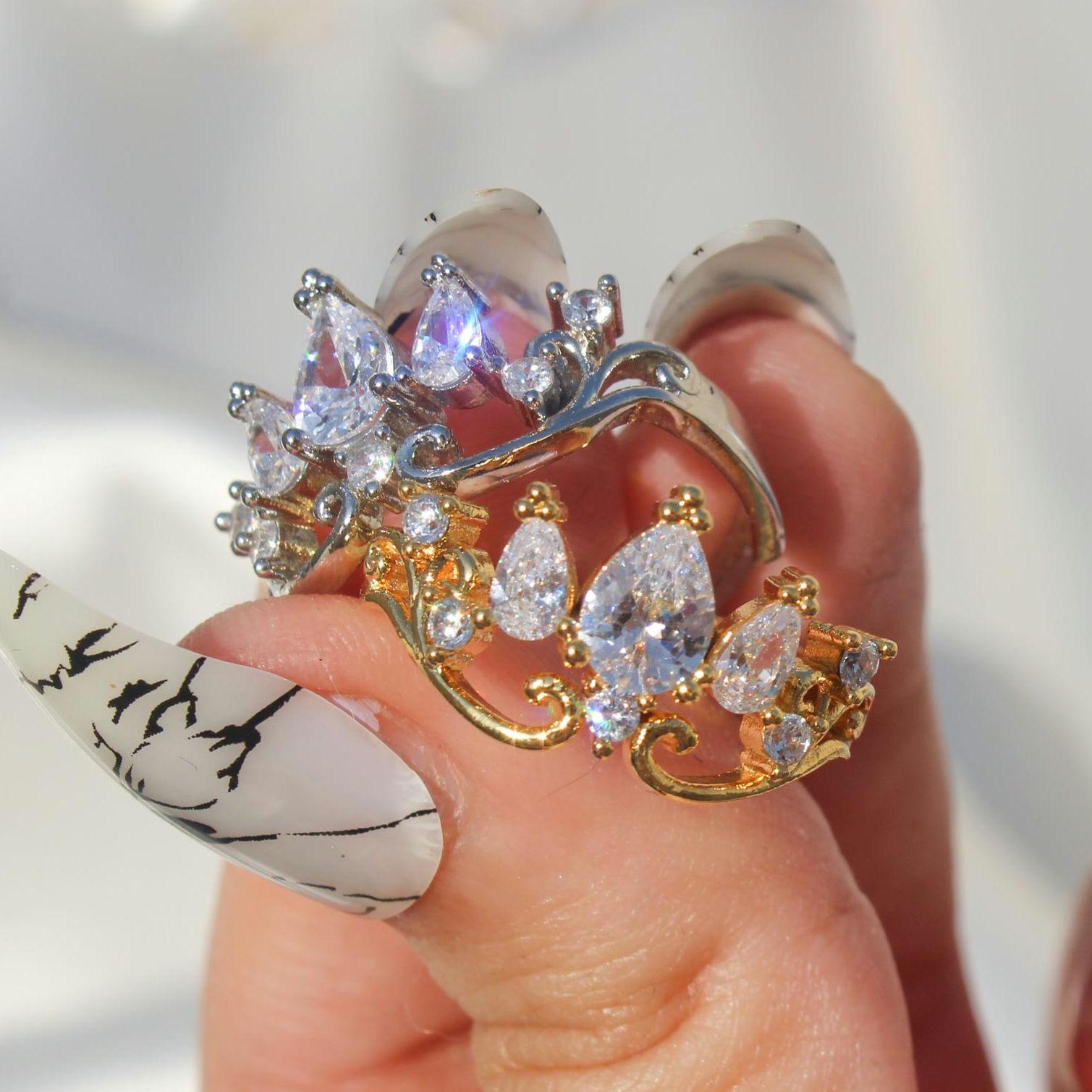 Princess Crown Ring, Rapunzelle Ring, Gold and Silver Plated - Etsy