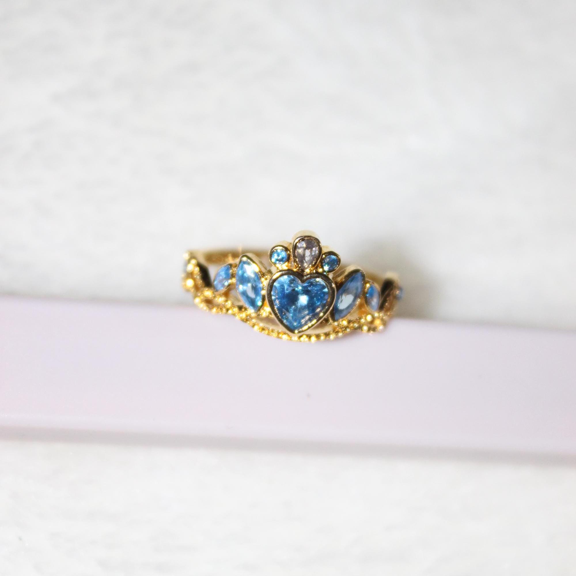 Princess Crown Ring, Pink Heart Crown Ring, Fairy Tale Jewelry, Best ...