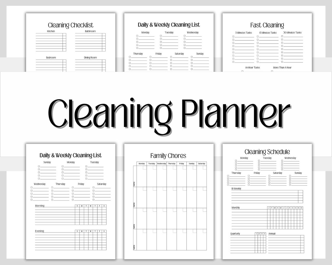 Printable Cleaning Planner PDF, Monthly Weekly and Daily Cleaning ...