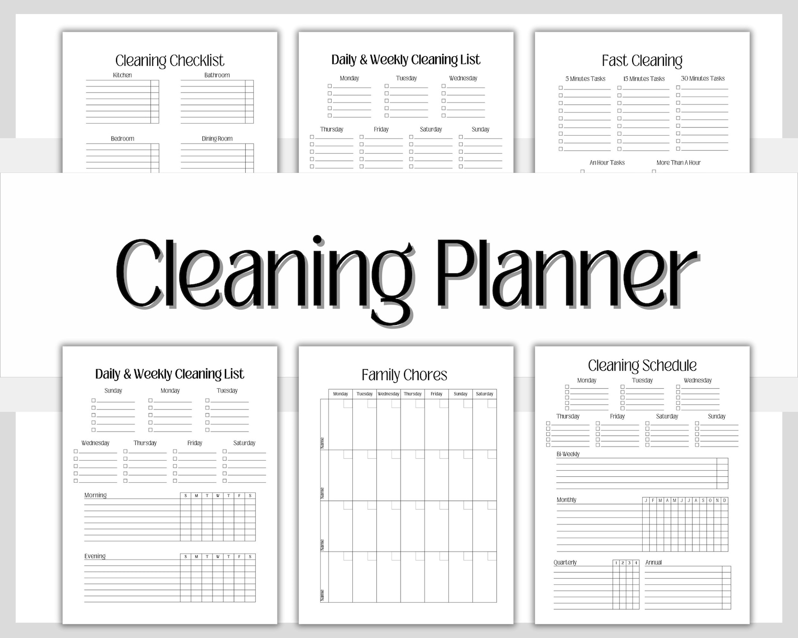 Printable Cleaning Planner PDF, Monthly Weekly and Daily Cleaning ...