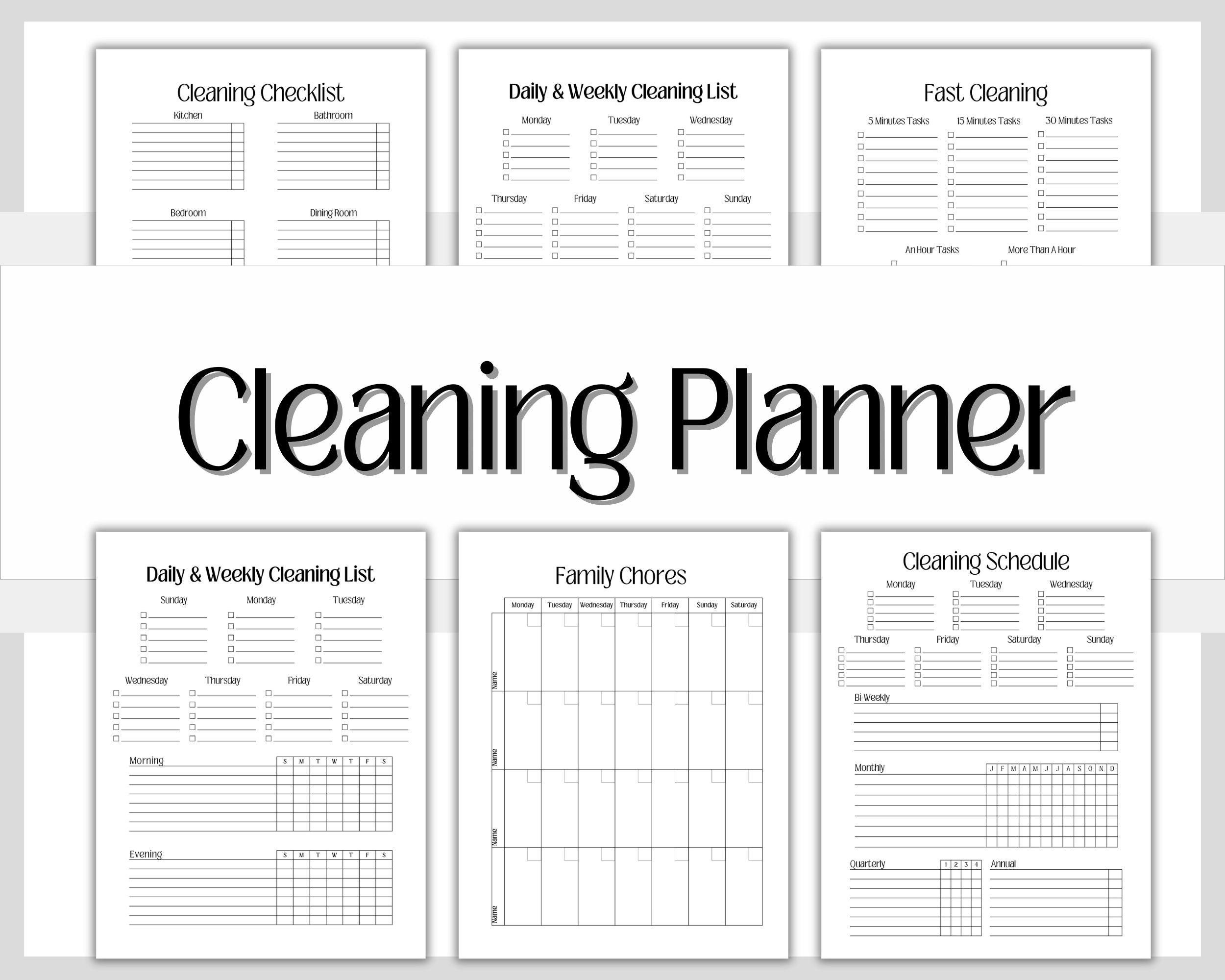 Printable Cleaning Planner PDF, Monthly Weekly and Daily Cleaning ...
