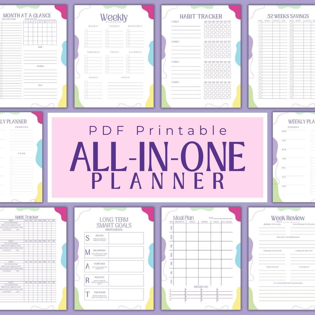 Printable Planner Bundle PDF, Monthly Weekly and Daily Planner, Instant ...