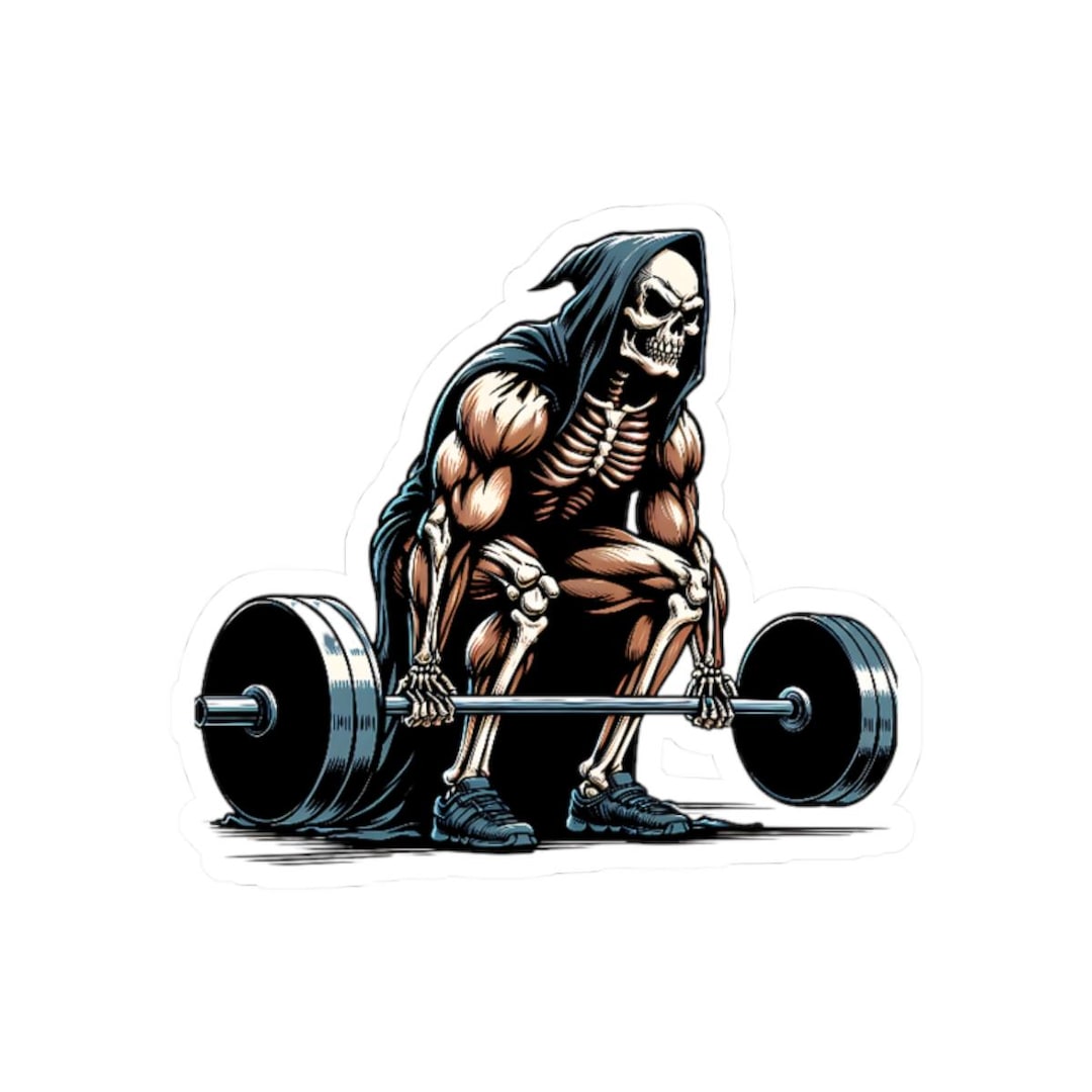 Grim Reaper Deadlift Sticker - Hardcore Gym & Fitness Vinyl Decal, Weightlifting Sticker ...