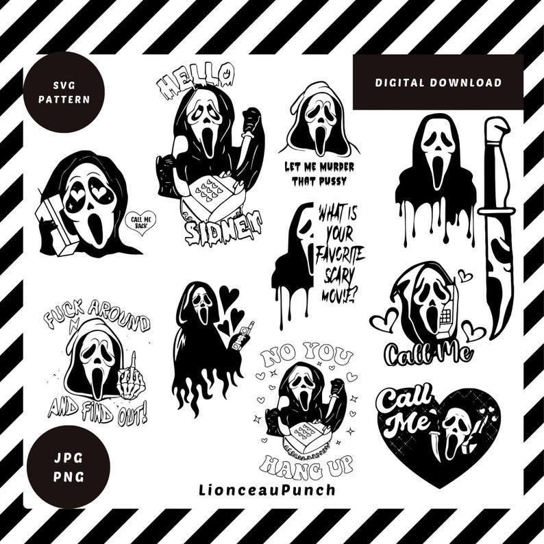 Scream SVG File, Digital Download, Png, Jpg, Svg Files, Pattern, Scream ...