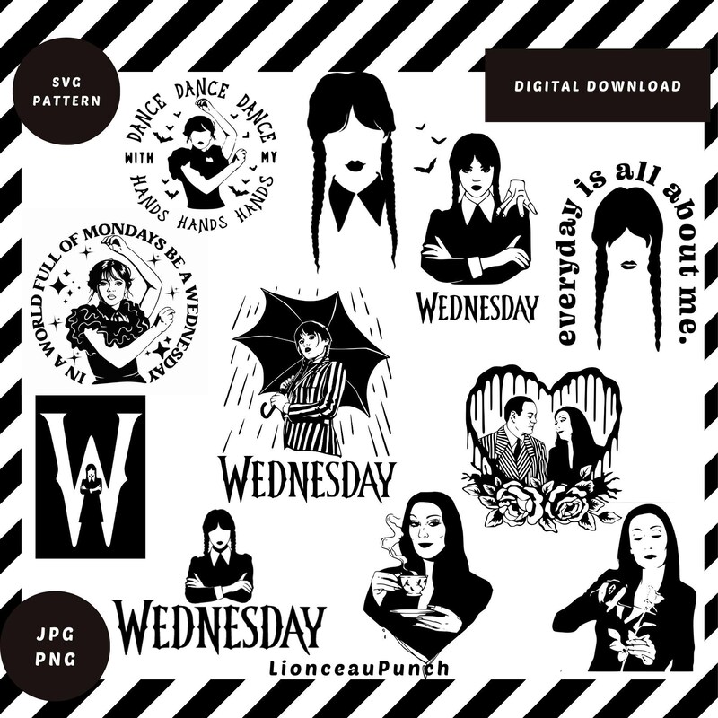 Wednesday Addams Svgs - Etsy