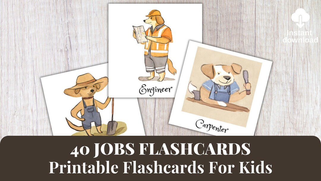 Jobs and Professions Flashcards for Kids // Printable - Etsy