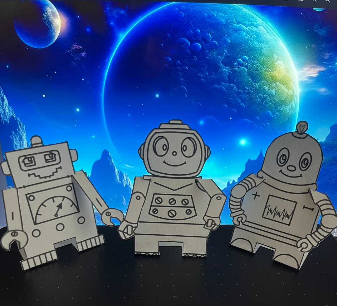 Robots 3D Paper Craft, Kids Activity, Digital Download, DIY, Coloring ...