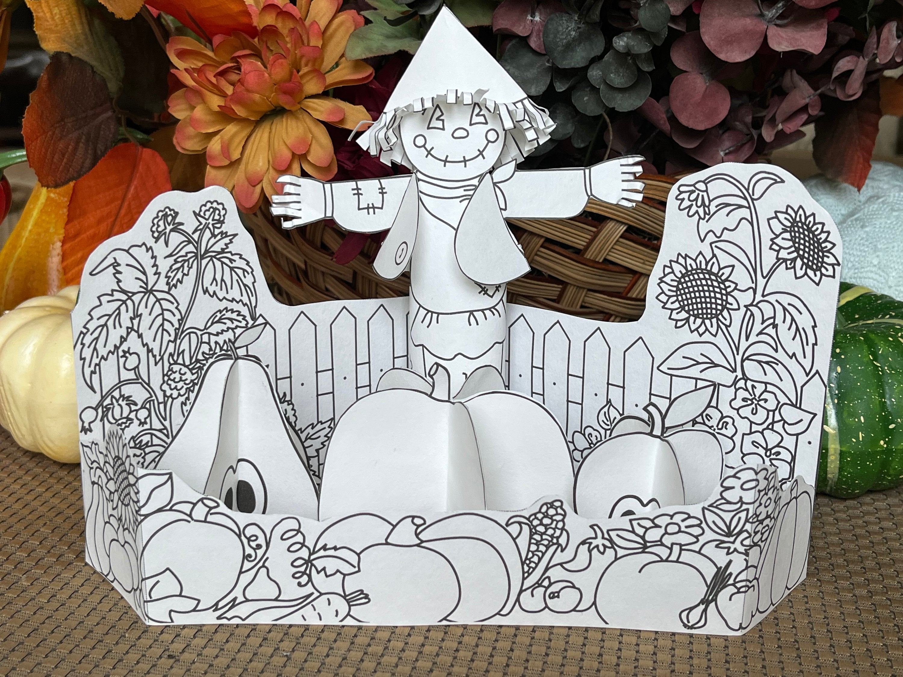 3D Fall Scarecrow, Pumpkin Vegetables Paper Craft, Home Décor, DIY ...