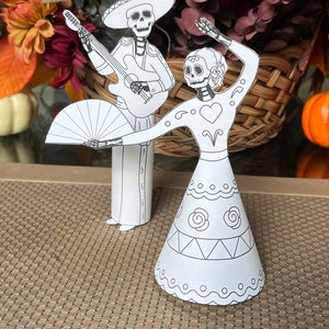 Dancing Skeletons, Easy DIY Coloring Printable Pages, Digital Download ...