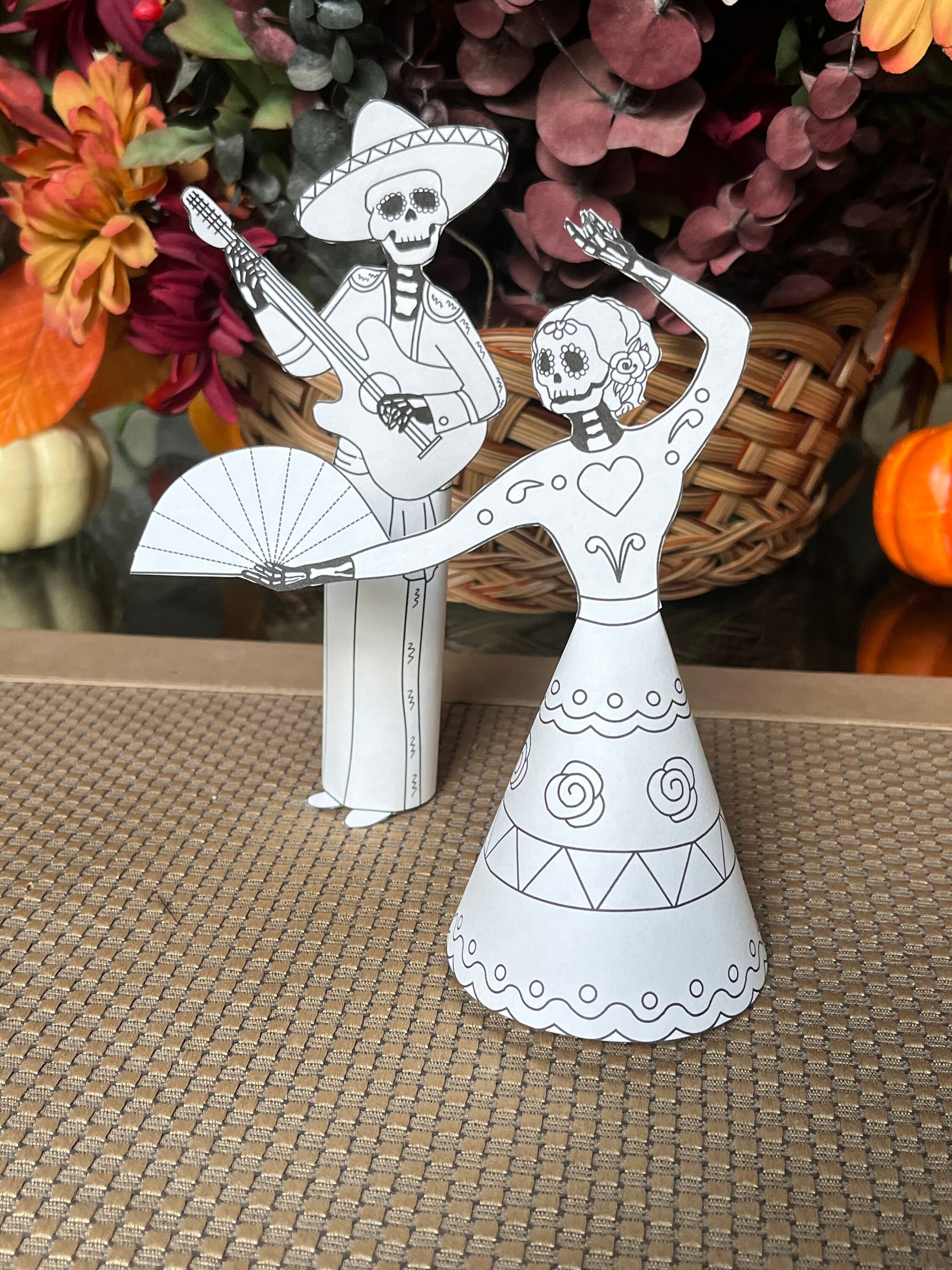 Dancing Skeletons, Easy DIY Coloring Printable Pages, Digital Download ...
