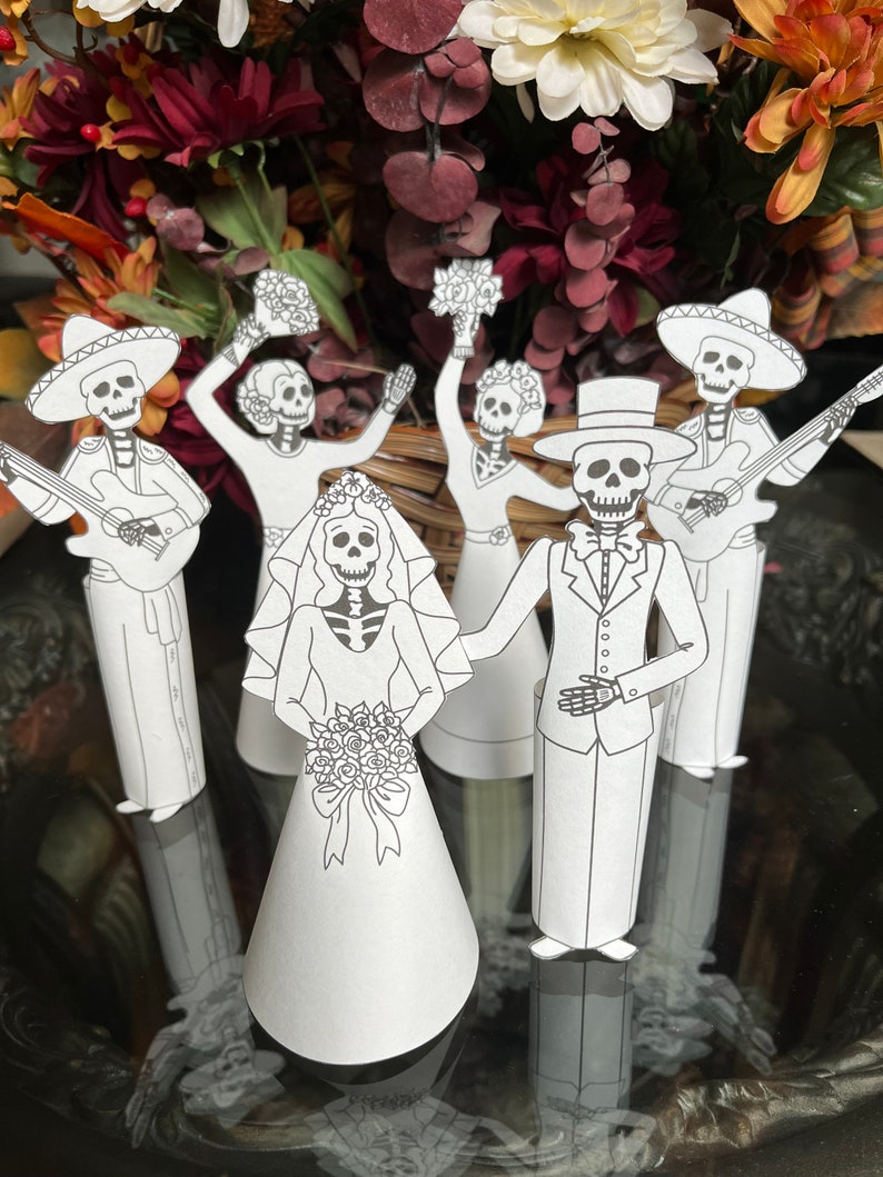 Wedding Skeletons, Easy DIY Coloring Printable Pages, Digital Download ...
