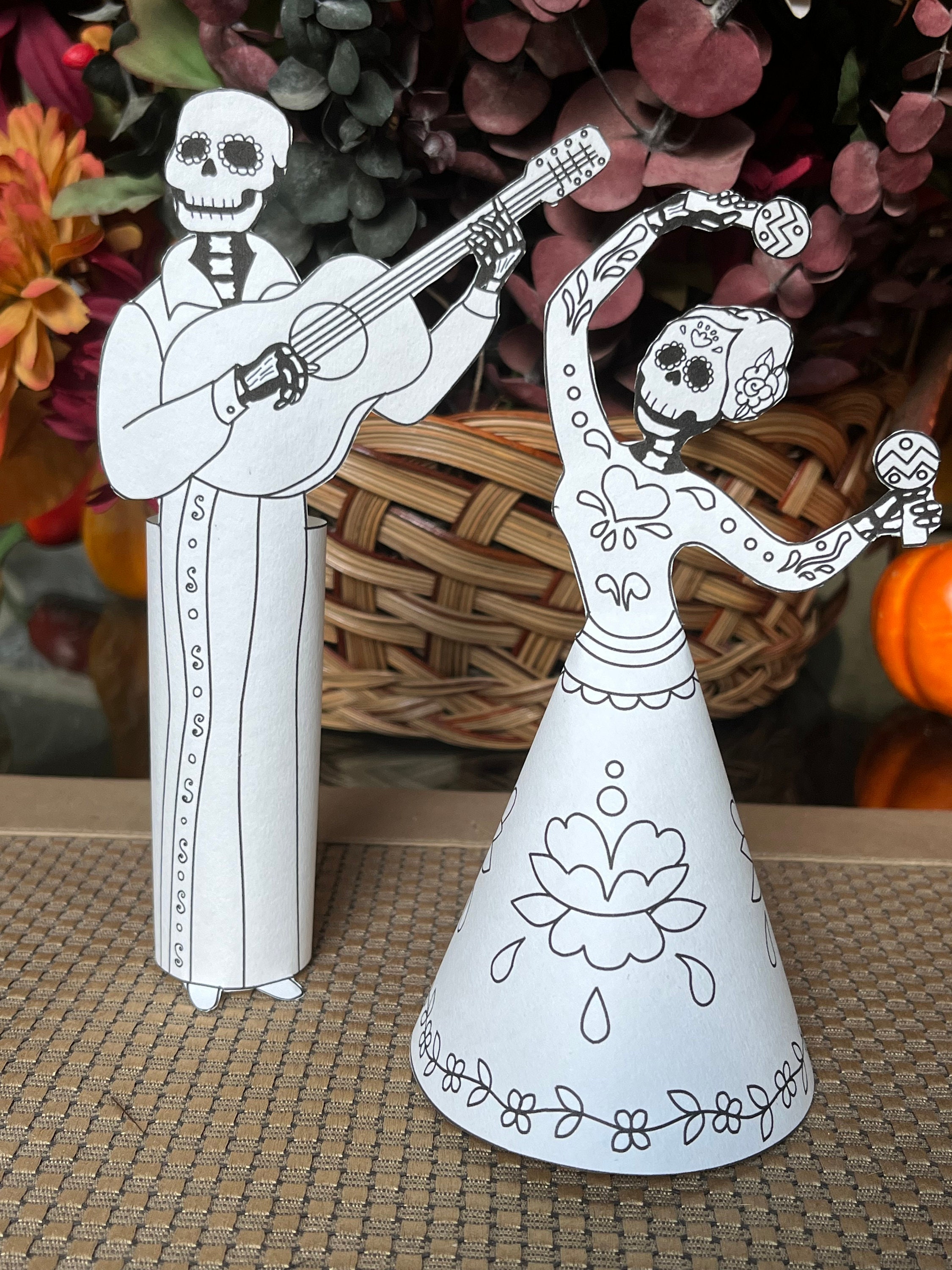 Dancing Skeletons, Easy DIY Coloring Printable Pages, Digital Download ...