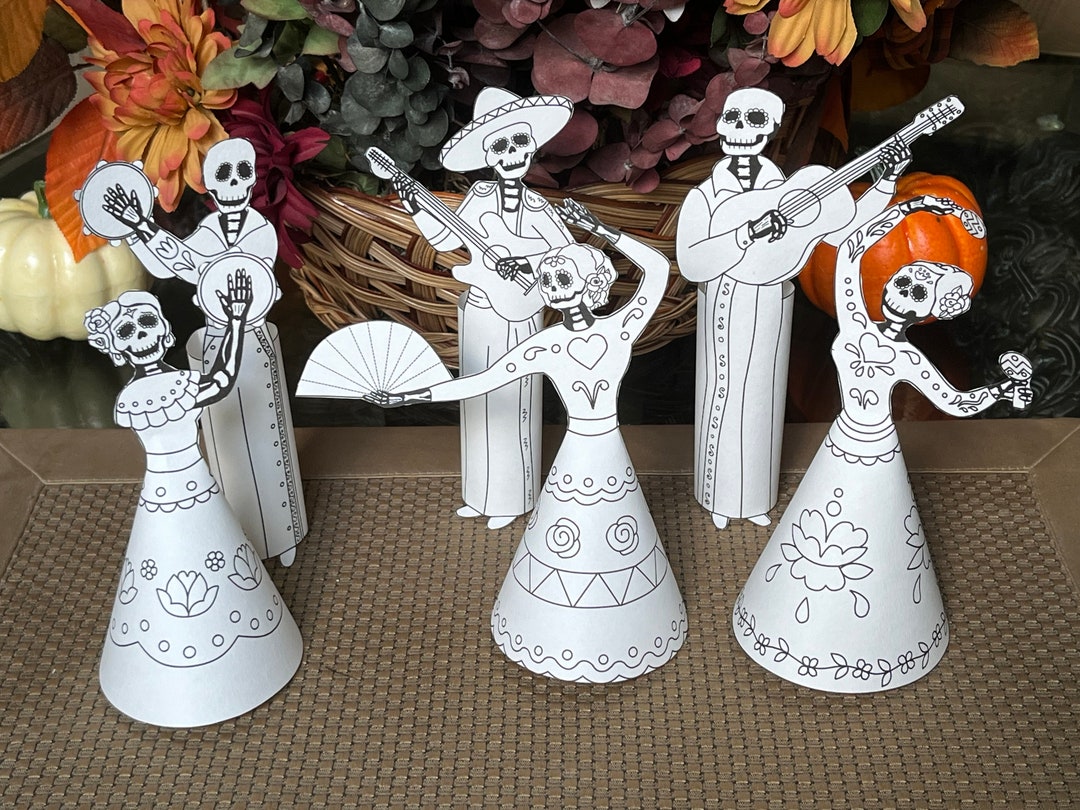 Dancing Skeletons, Easy DIY Coloring Printable Pages, Digital Download ...