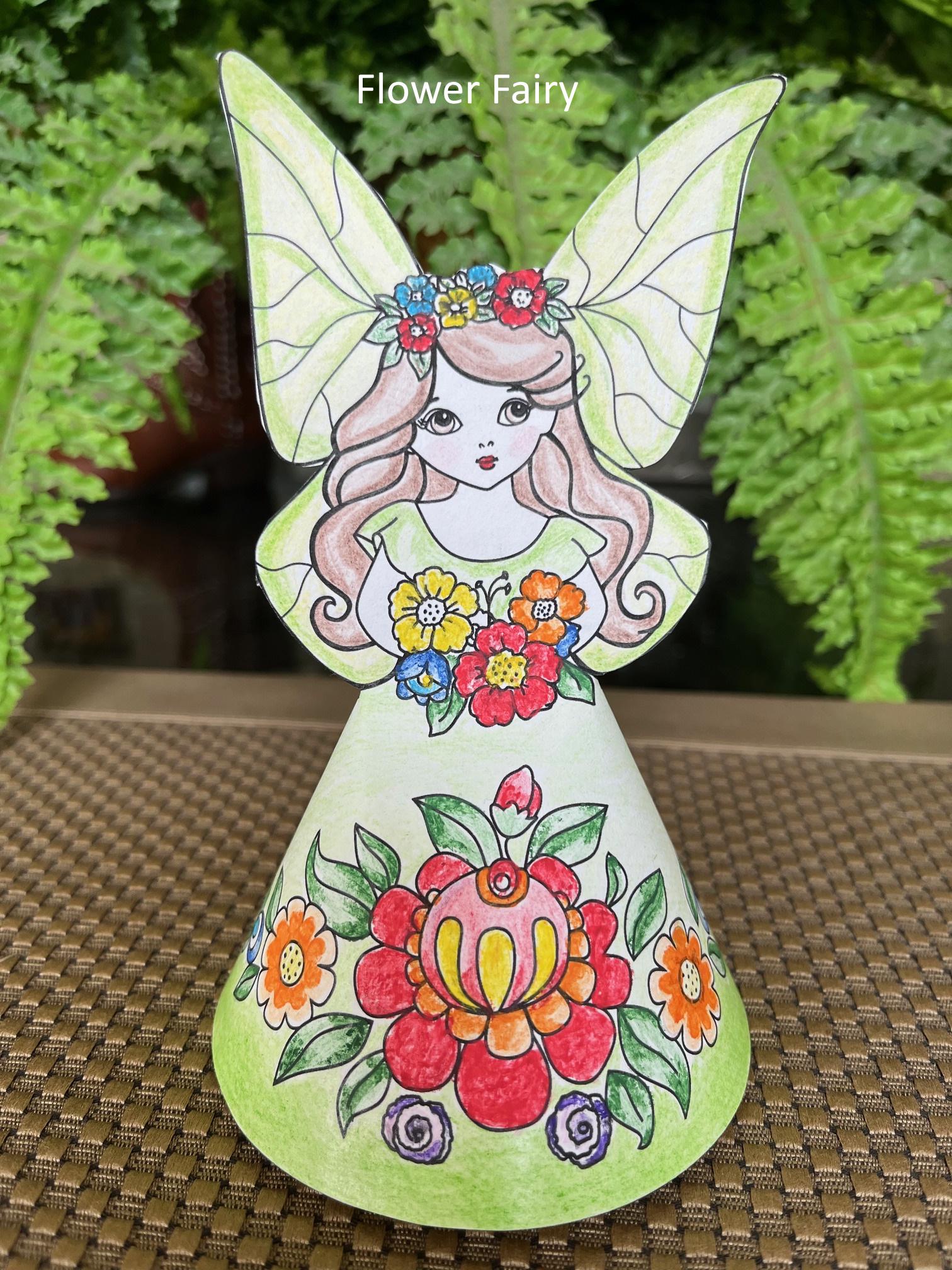 Paper Fairy Dolls Five Printable Coloring 3D Figures, Easy DIY Paper ...