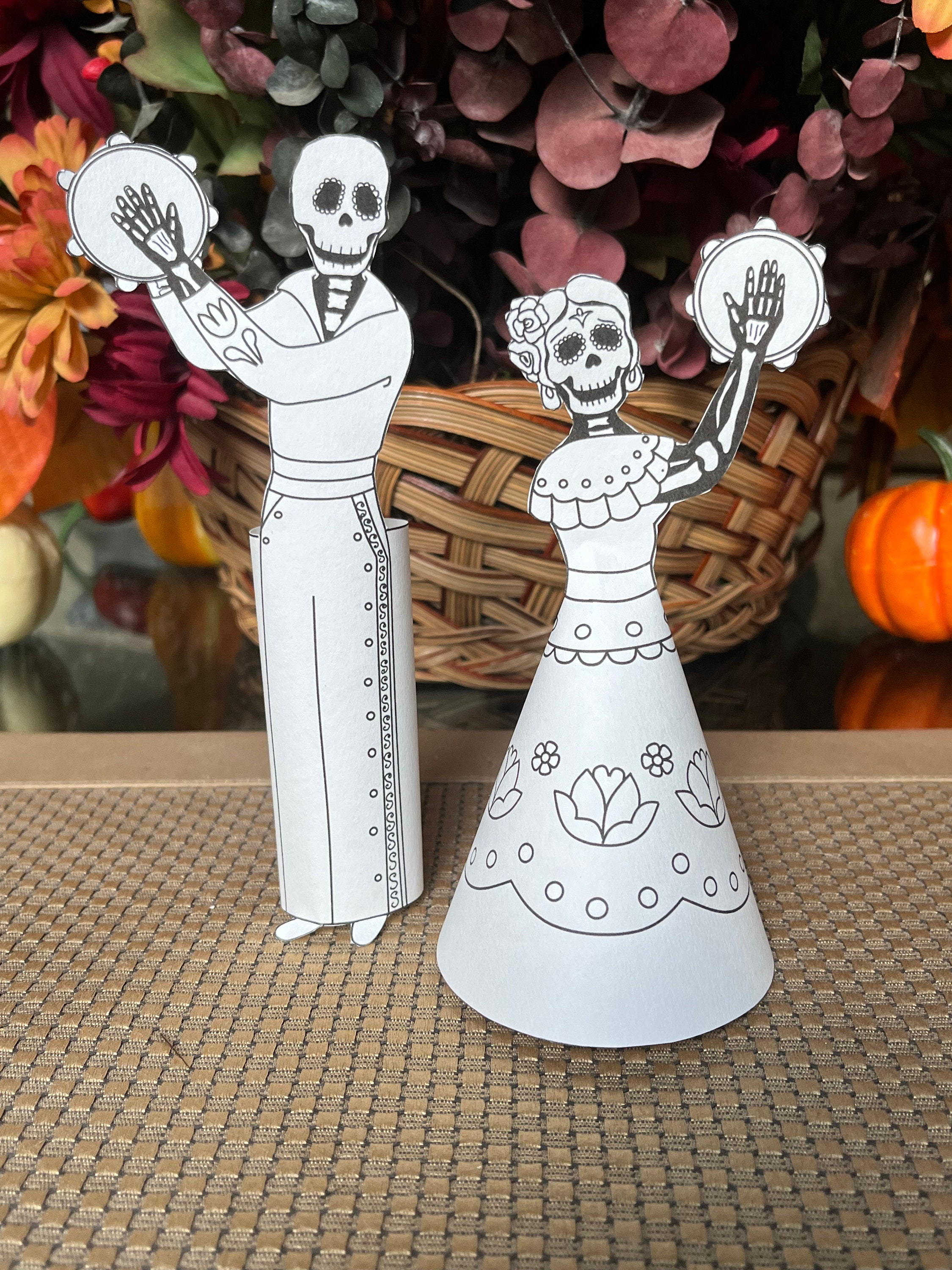 Dancing Skeletons, Easy DIY Coloring Printable Pages, Digital Download ...