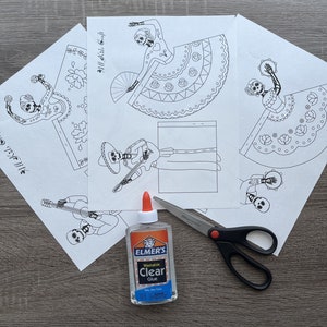 Dancing Skeletons, Easy DIY Coloring Printable Pages, Digital Download ...