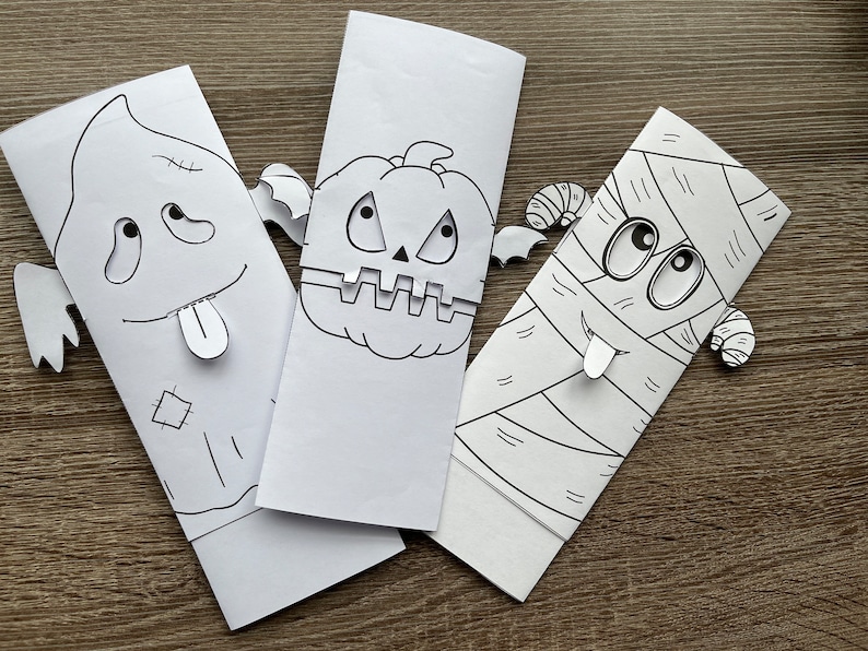 2D Fall Animated Ghost Mummy Pumpkin Puppets, Halloween Printable ...