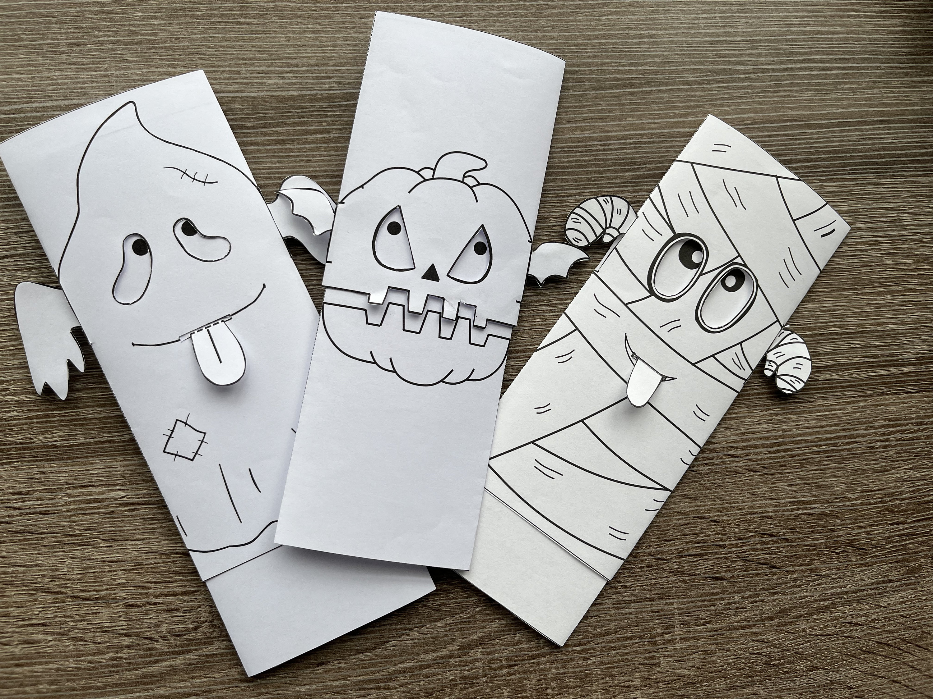 2D Fall Animated Ghost Mummy Pumpkin Puppets, Halloween Printable ...