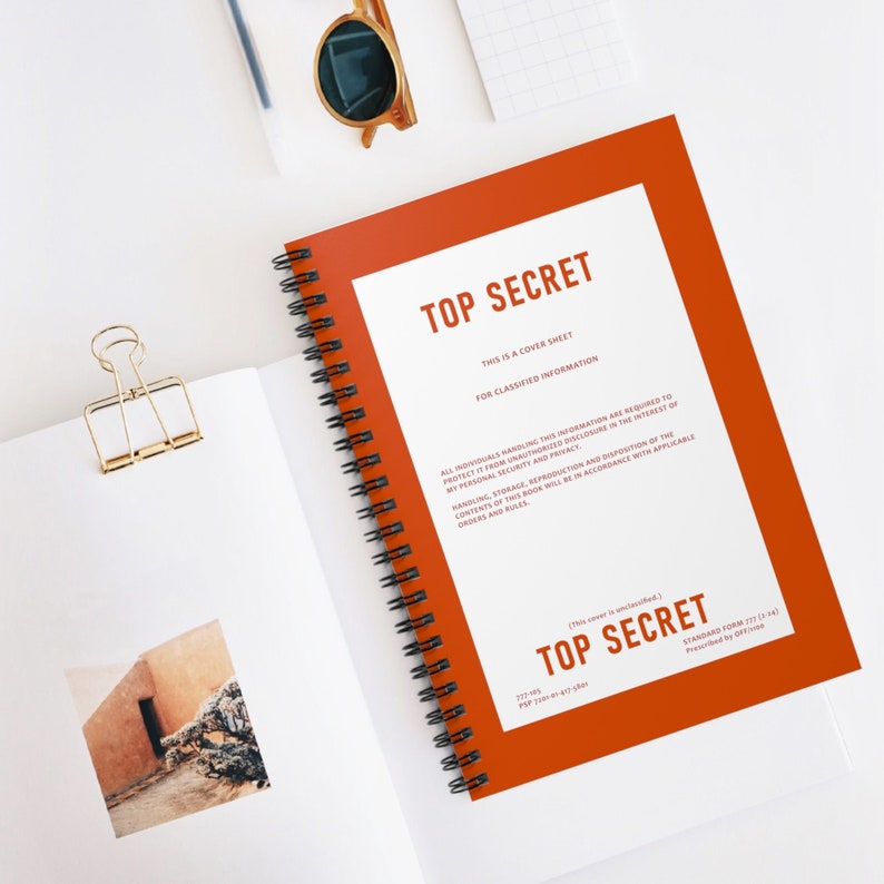 Top Secret Notebook 6" X 8" U.S. Government Top Secret Cover Sheet ...