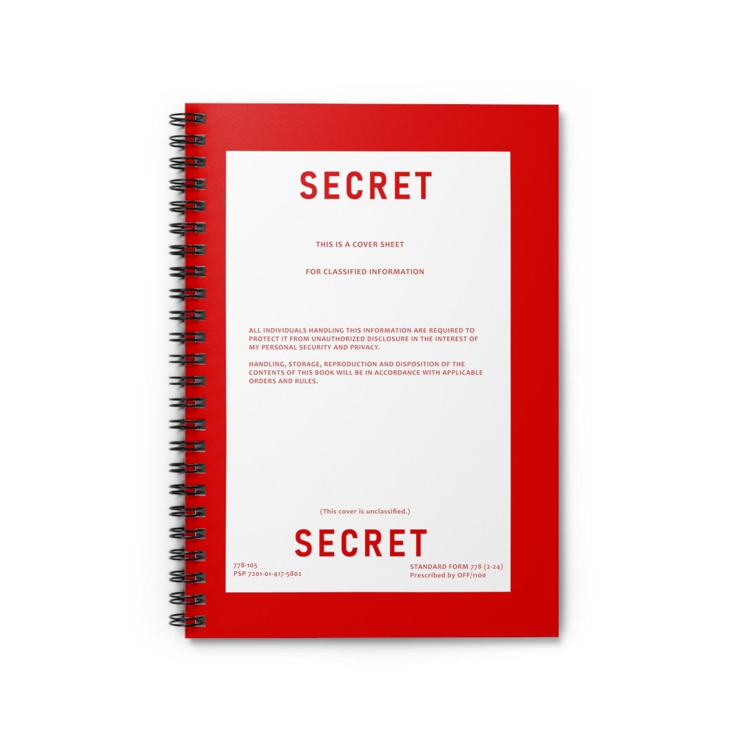 Secret Notebook 6" X 8" U.S. Government Secret Cover Sheet Modified Fun ...