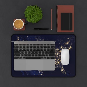Map of Lights Desk Mat, USA Lights at Night, NASA Earth Observatory ...