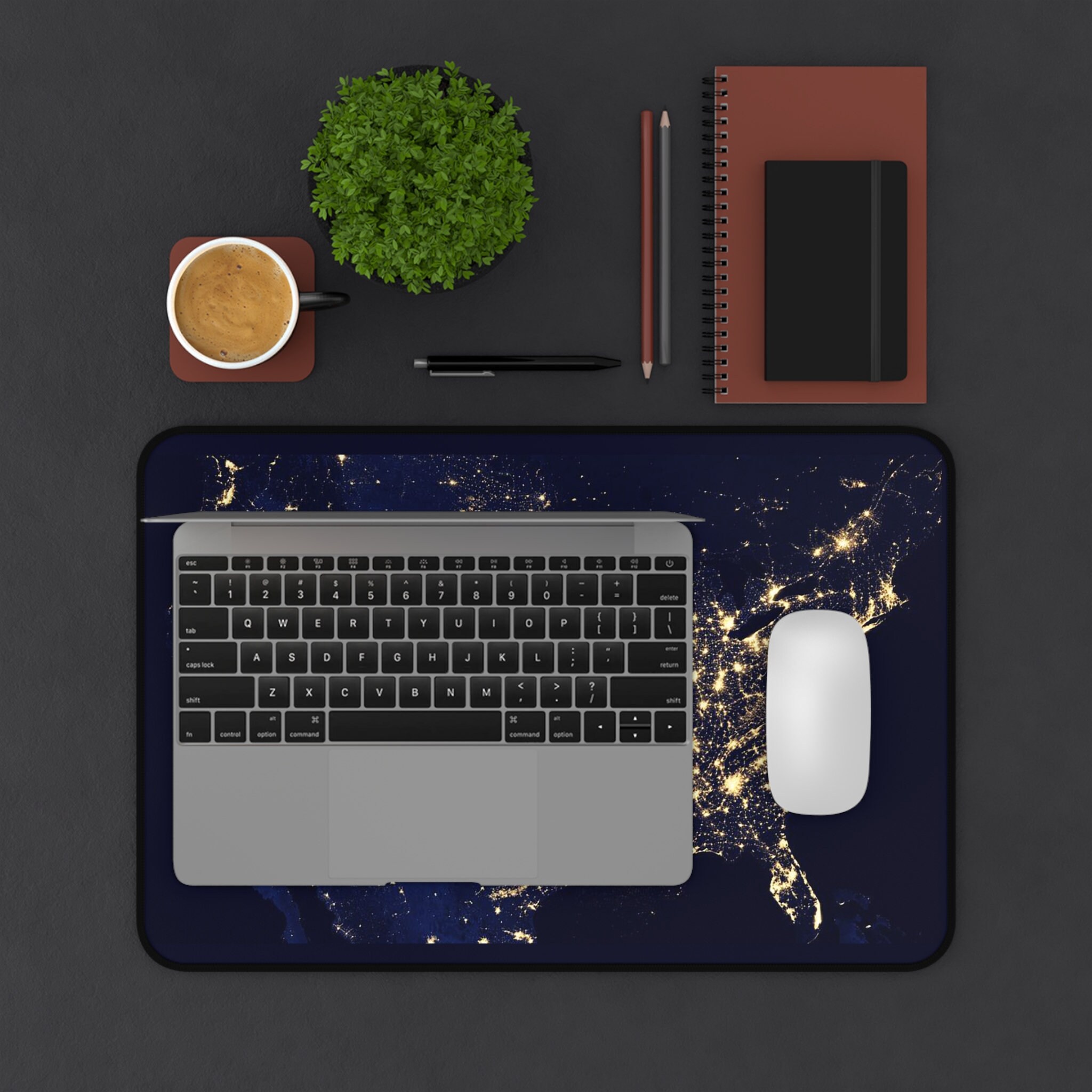 Map of Lights Desk Mat, USA Lights at Night, NASA Earth Observatory ...