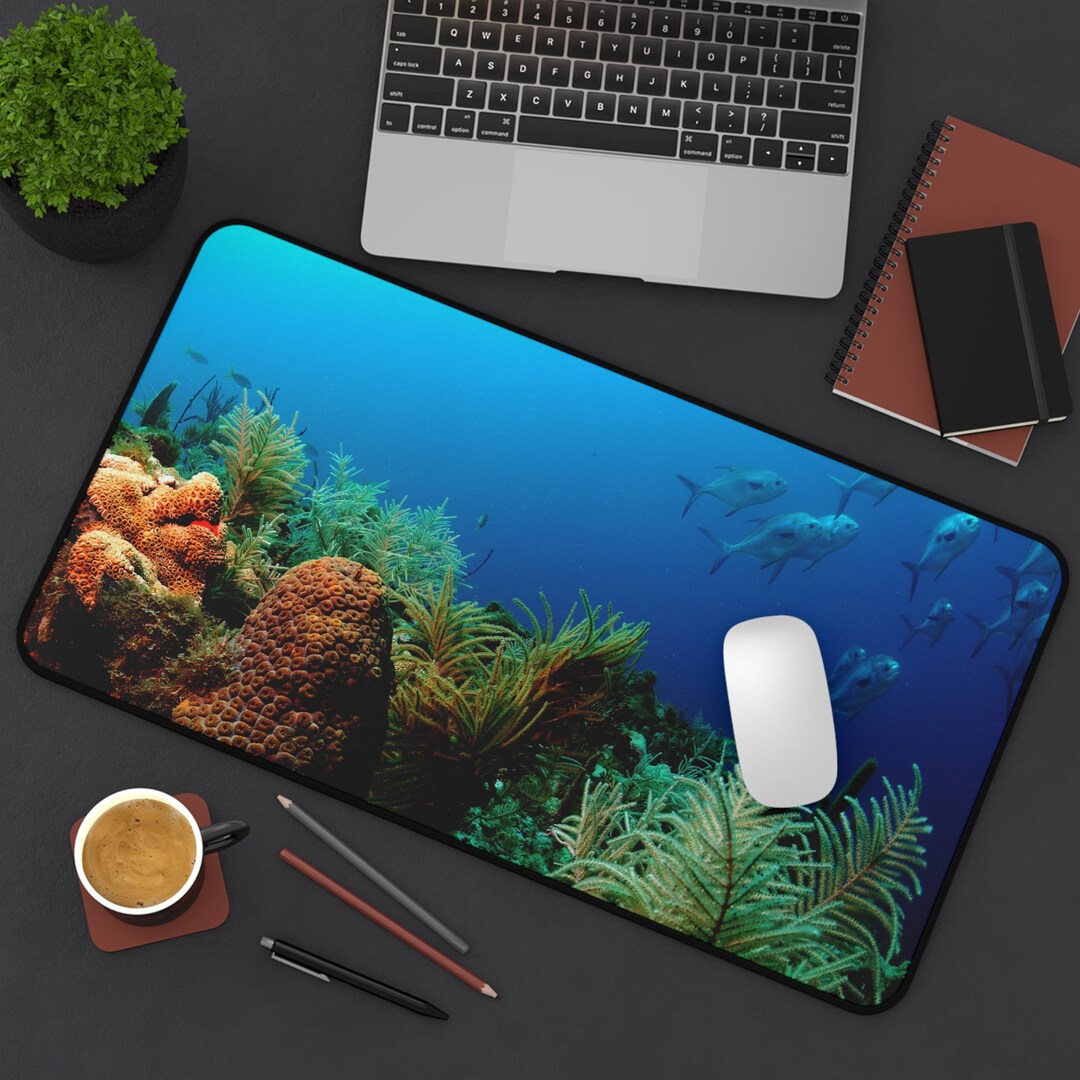 Ocean Desk Mat Coral Reef Conservation Hemmed Desk Pad, Available in ...
